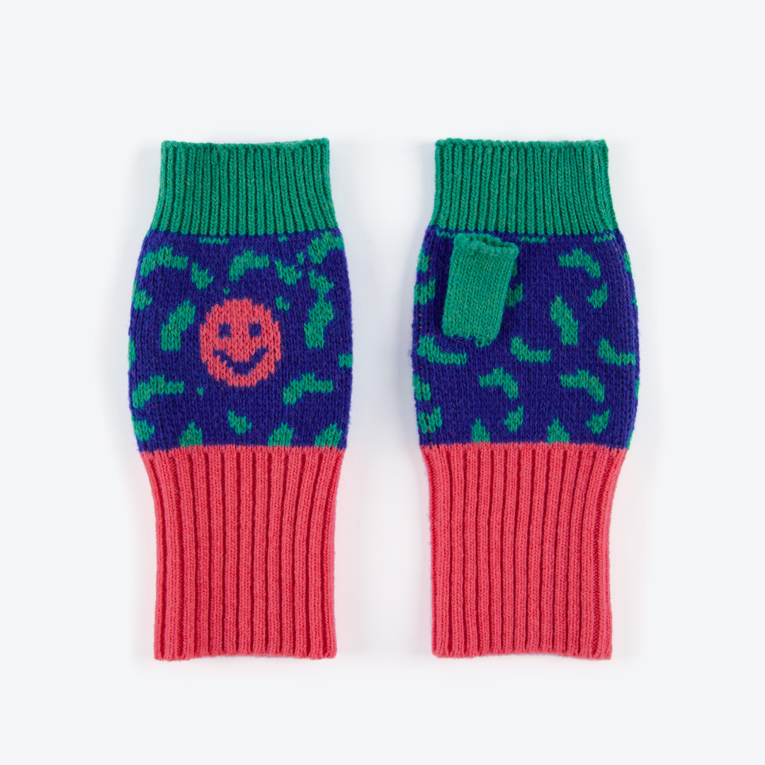 Smiley Fingerless Wool Gloves – misspompom